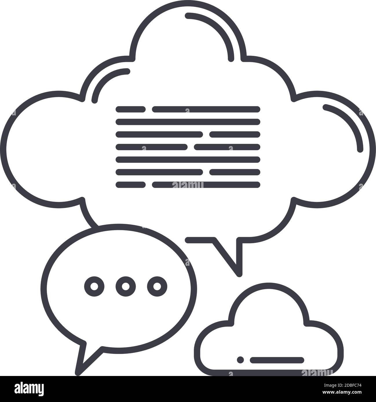Cloud message icon, linear isolated illustration, thin line vector, web ...