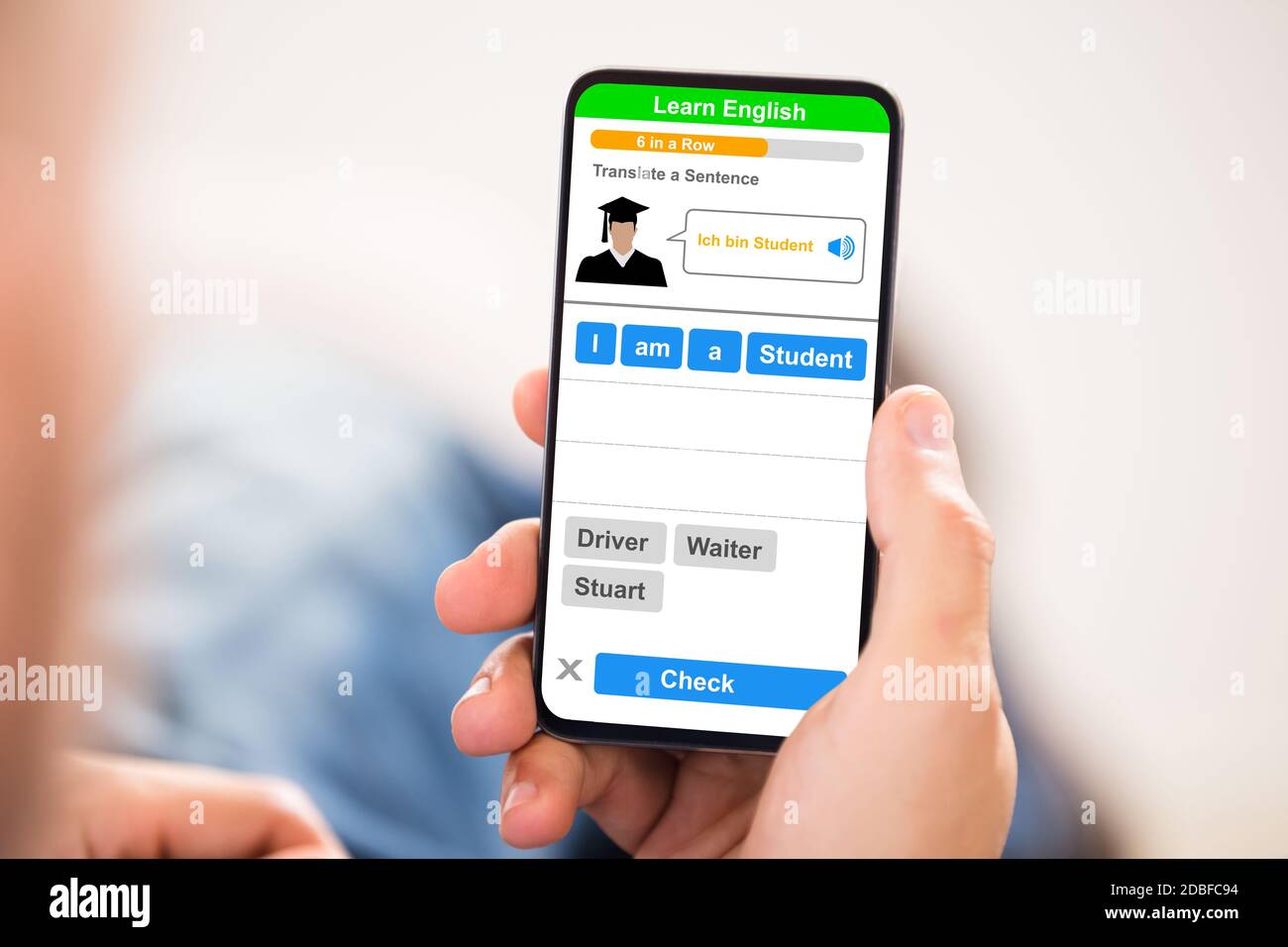 Smart phone language learning hi-res stock photography and images - Alamy