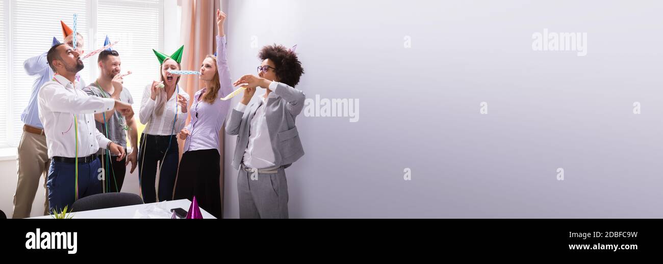 Office Group Celebration. New Year Party At Work Stock Photo - Alamy