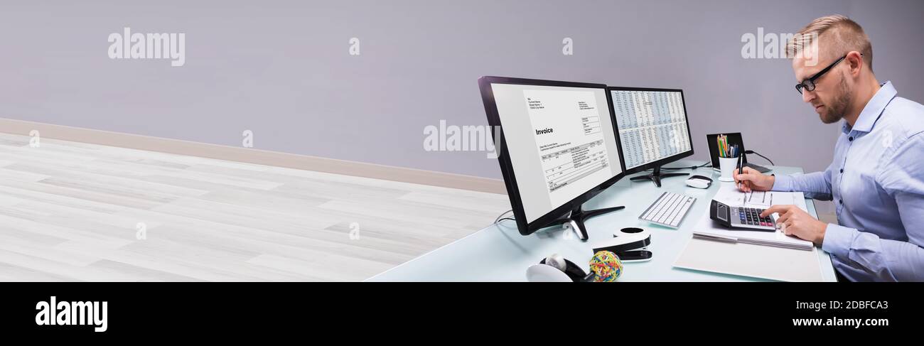 Chartered Accountant Calculating Business Tax And Invoice Stock Photo ...