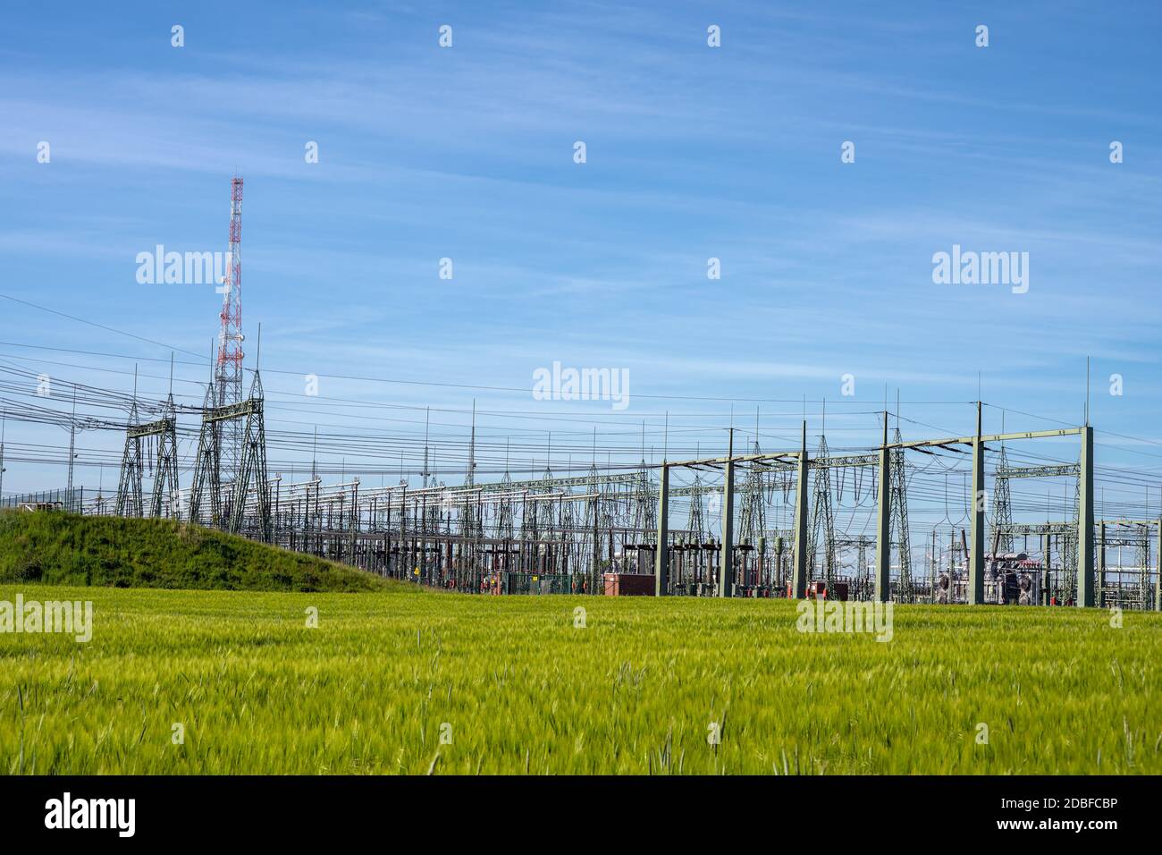 High voltage relay station seen in Germany Stock Photo - Alamy