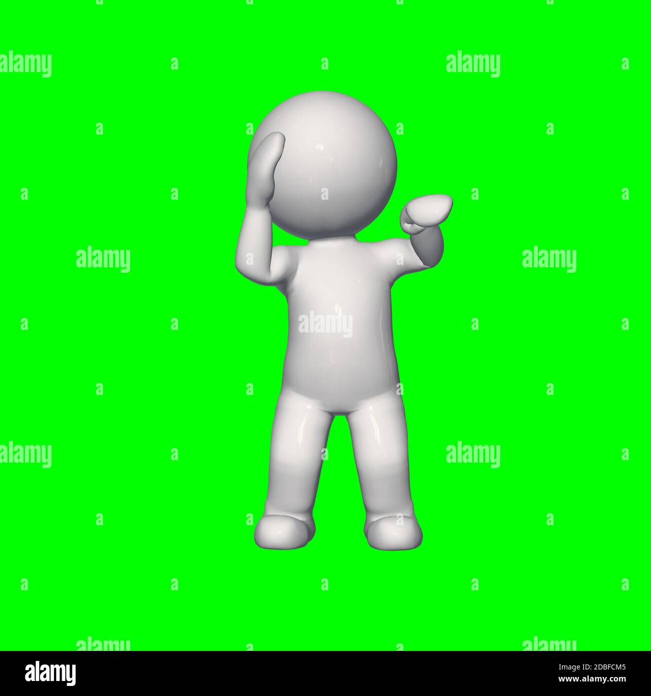 3D people in different poses - thinks - on green background Stock Photo ...