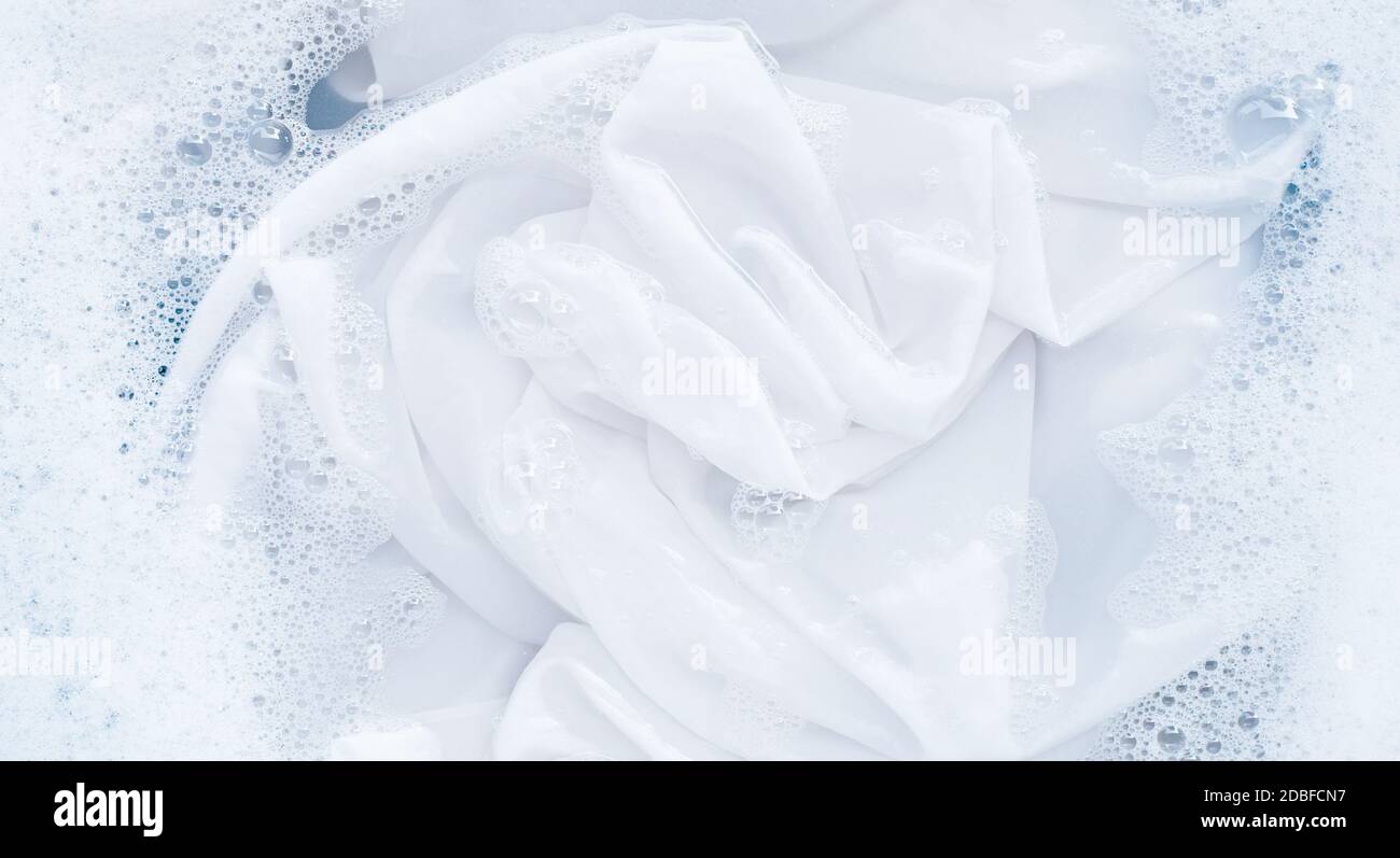 Top view of soak a cloth before washing, white cloth Stock Photo - Alamy