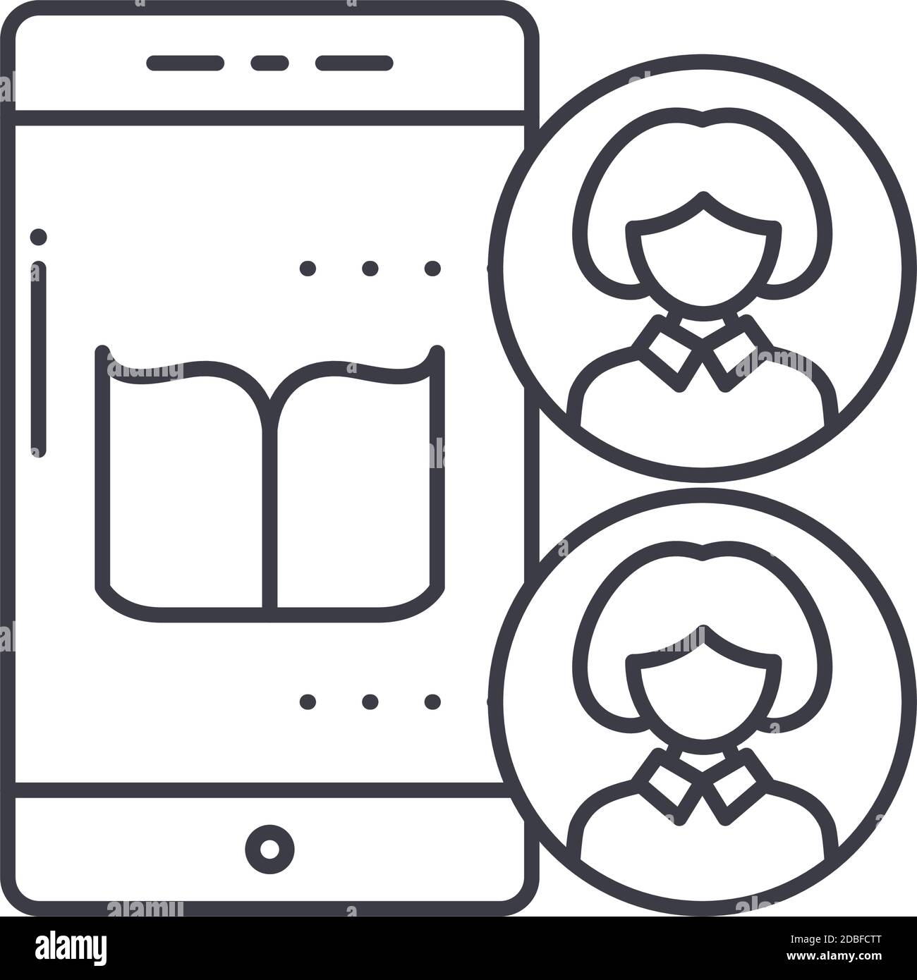 Collaborative learning icon, linear isolated illustration, thin line ...