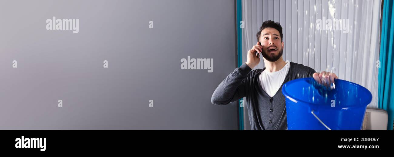 Plumbing Water Damage In House. Emergency Plumber Call Stock Photo - Alamy