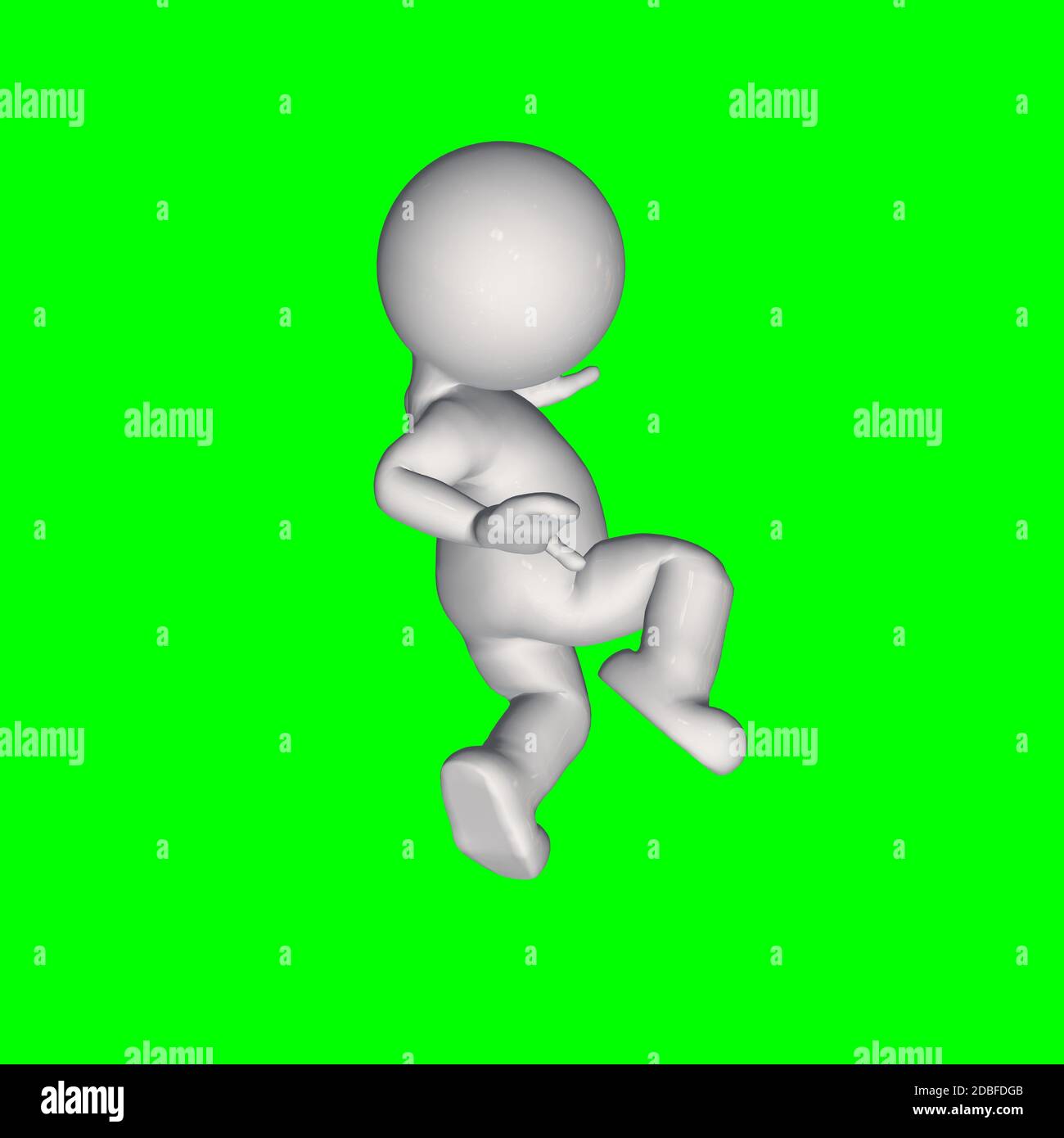 3D people in different poses - lose balance - on green background Stock ...