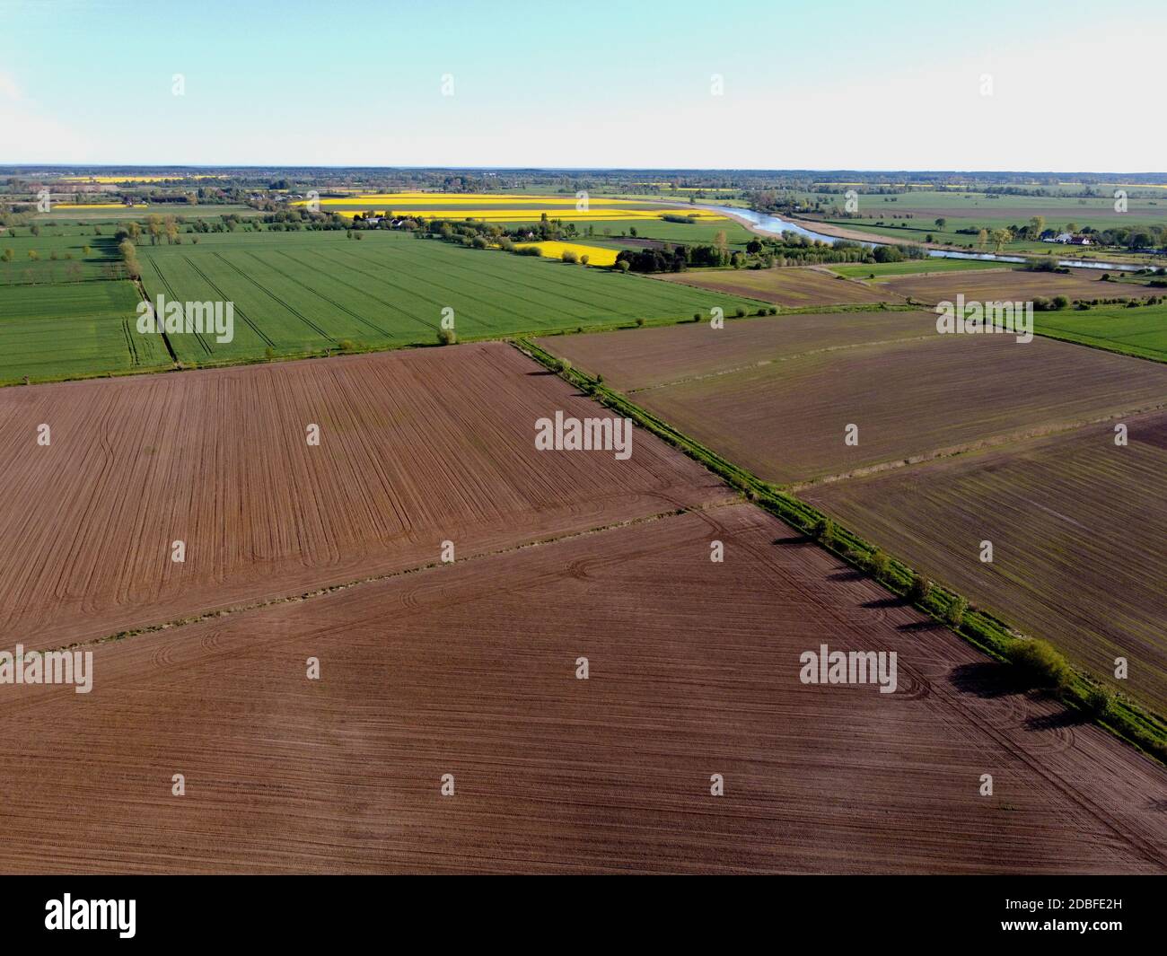 Aerial view on farmland, Zulawy Wislane, Poland Stock Photo - Alamy