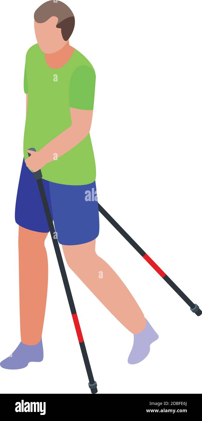 Exercise nordic walking icon. Isometric of exercise nordic walking ...