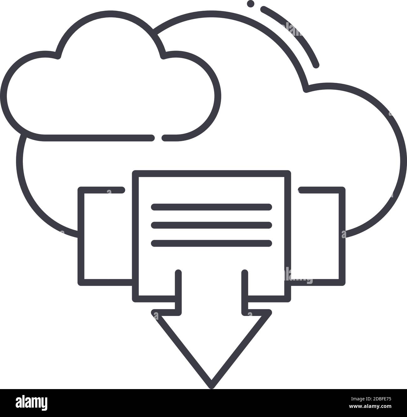 Cloud download process icon, linear isolated illustration, thin line ...