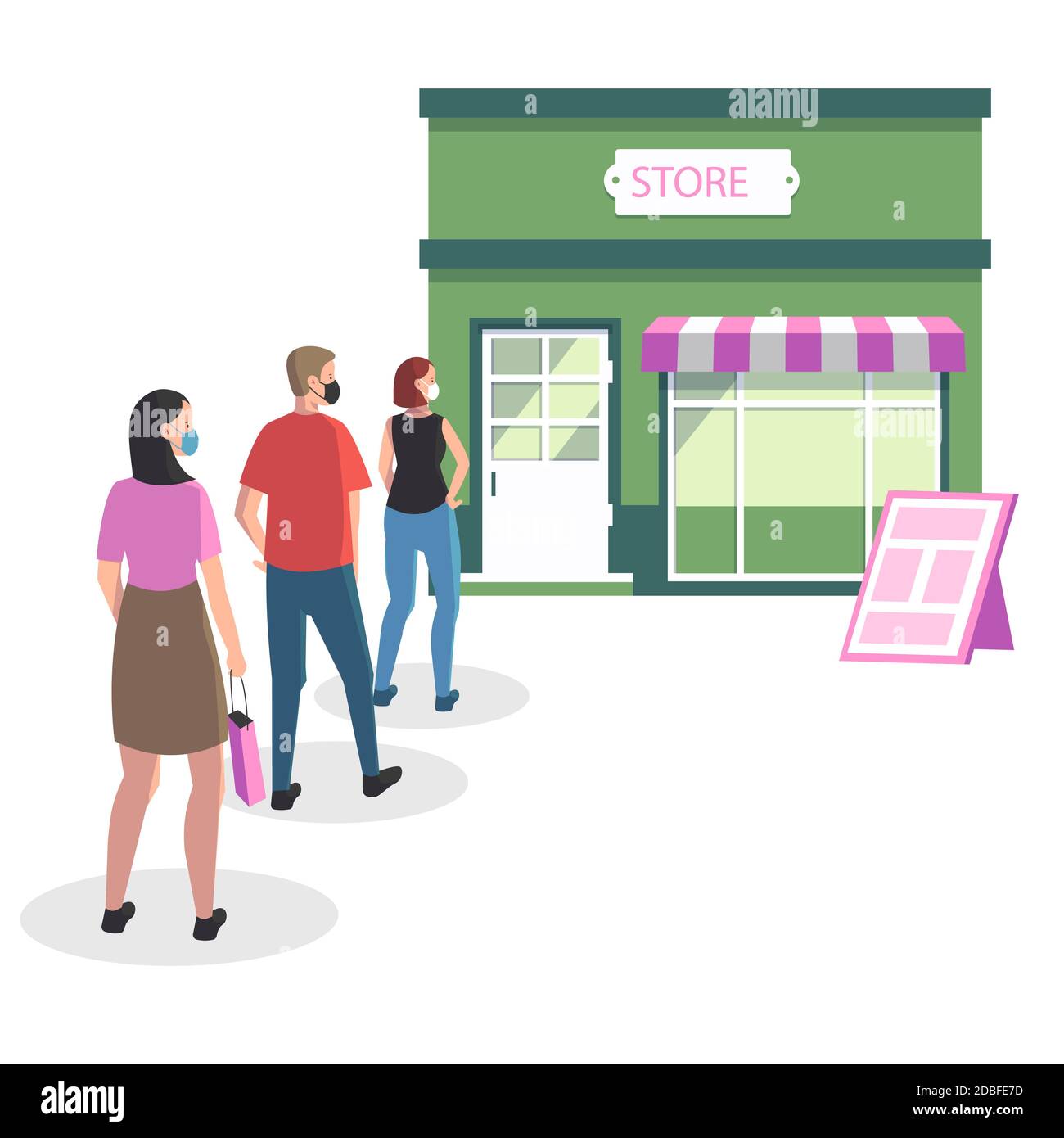 People standing in a store queue Vector illustration Stock Vector Image ...