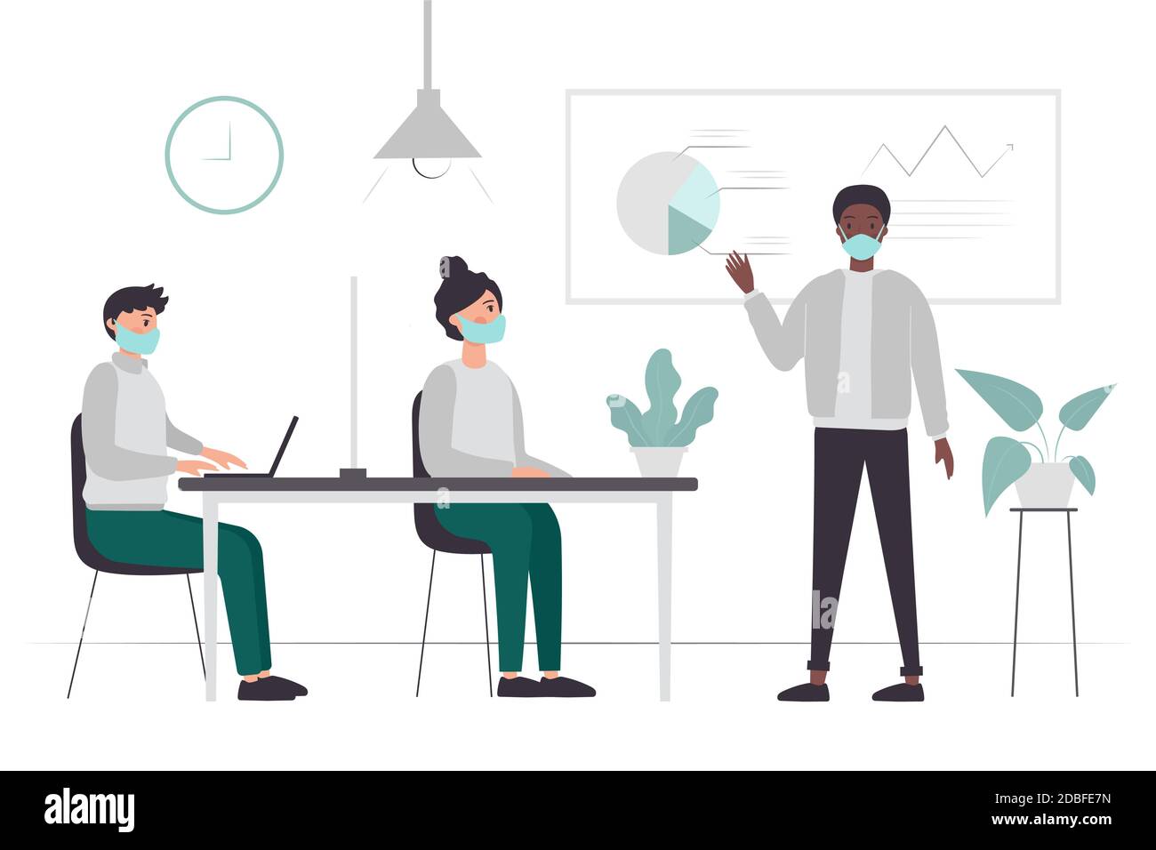 New normal at the office concept Vector illustration Stock Vector Image ...