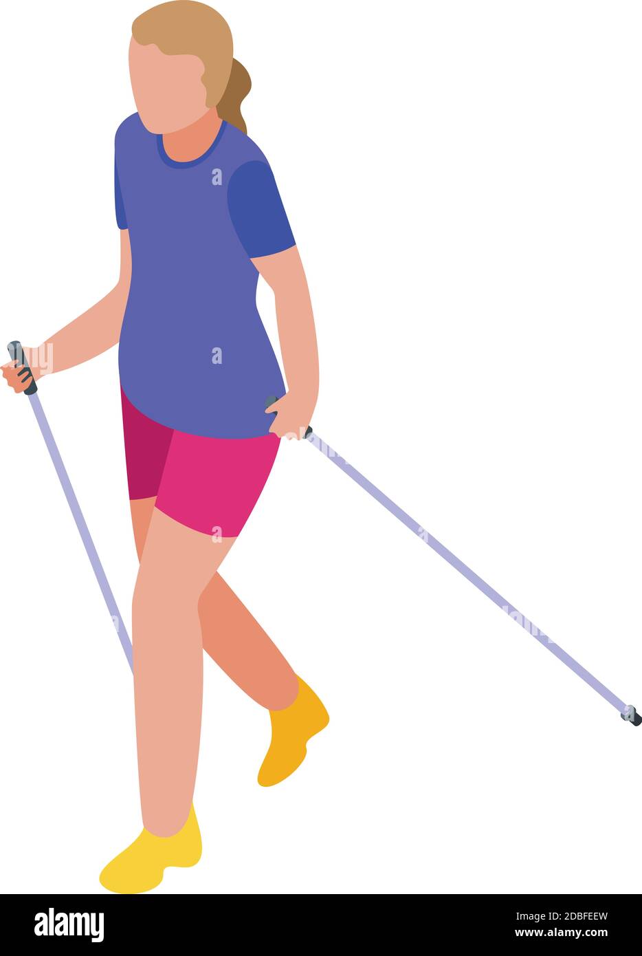 Girl nordic walking icon. Isometric of girl nordic walking vector icon ...