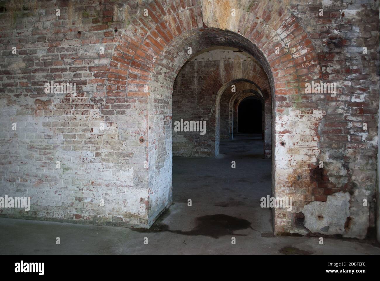 Old brick corridors military barracks Stock Photo - Alamy
