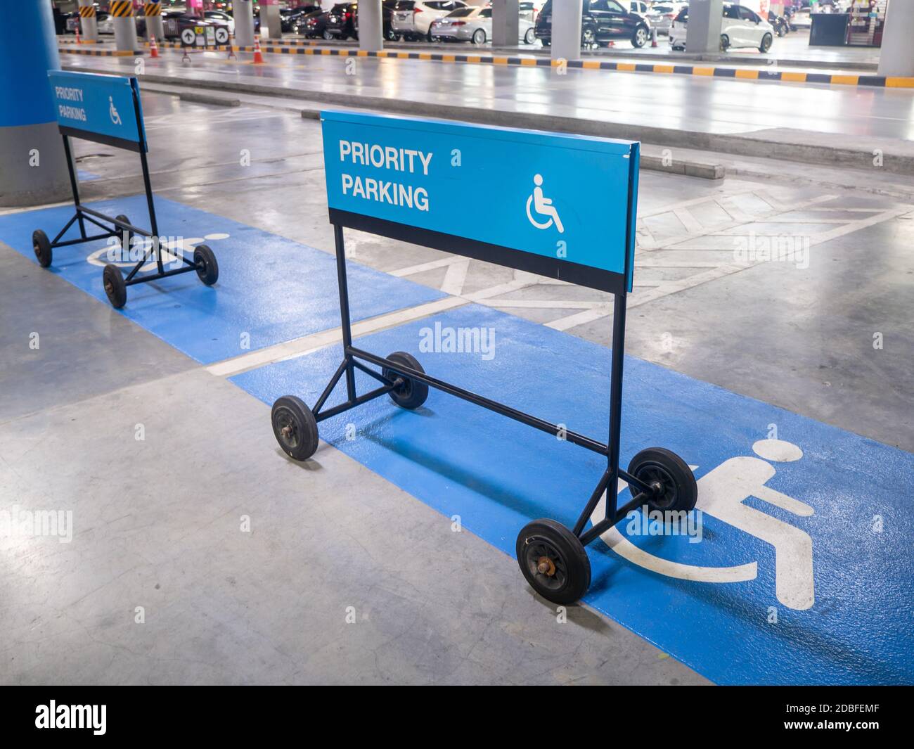 The international sign for a handicapped parking stall in a parking lot ...