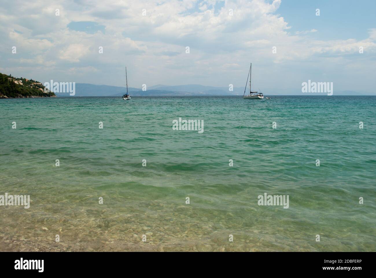 Beautiful mountain landscape with the Greek island of Corfu Stock Photo ...
