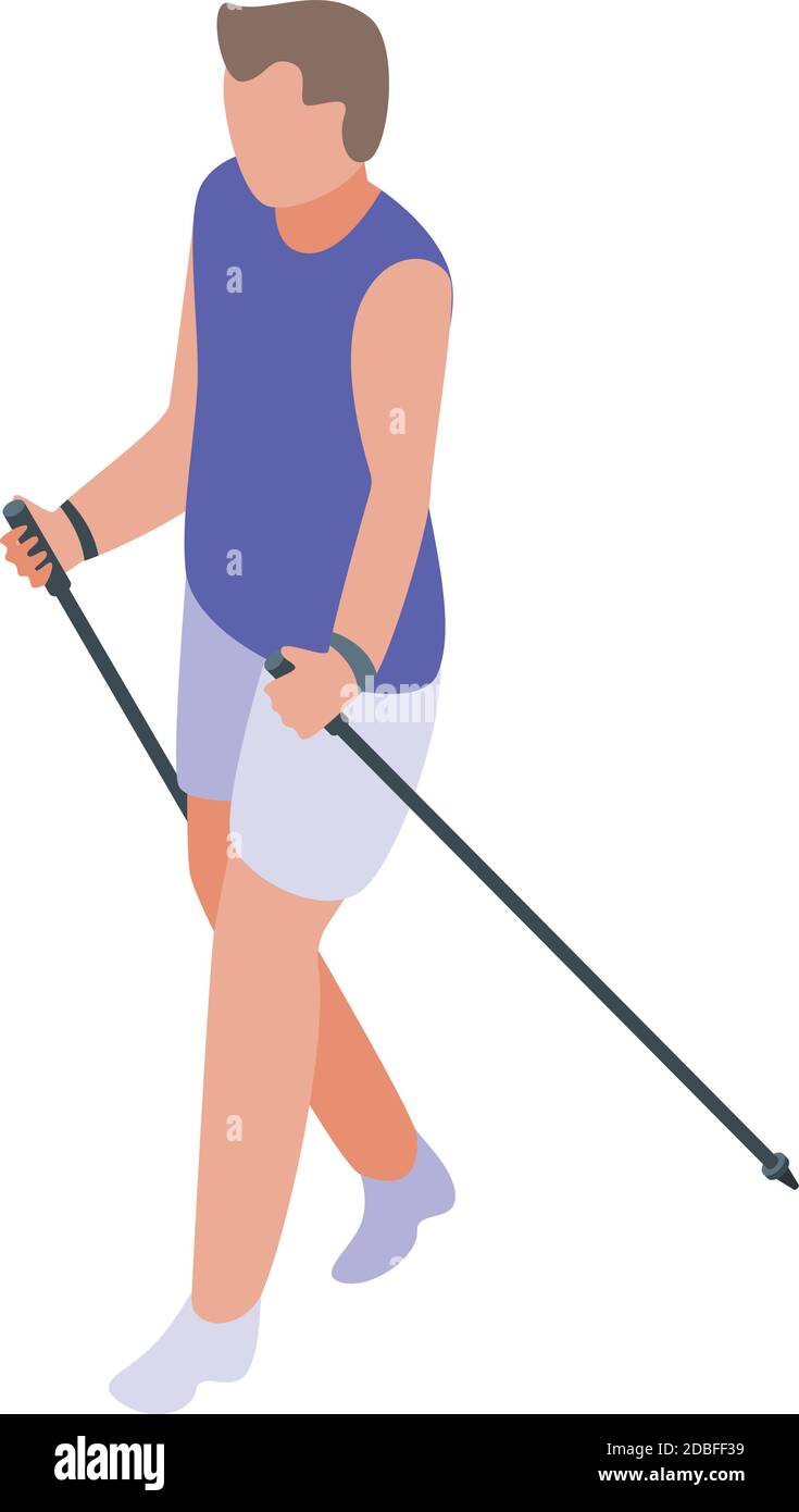 Summer nordic walking icon. Isometric of summer nordic walking vector ...