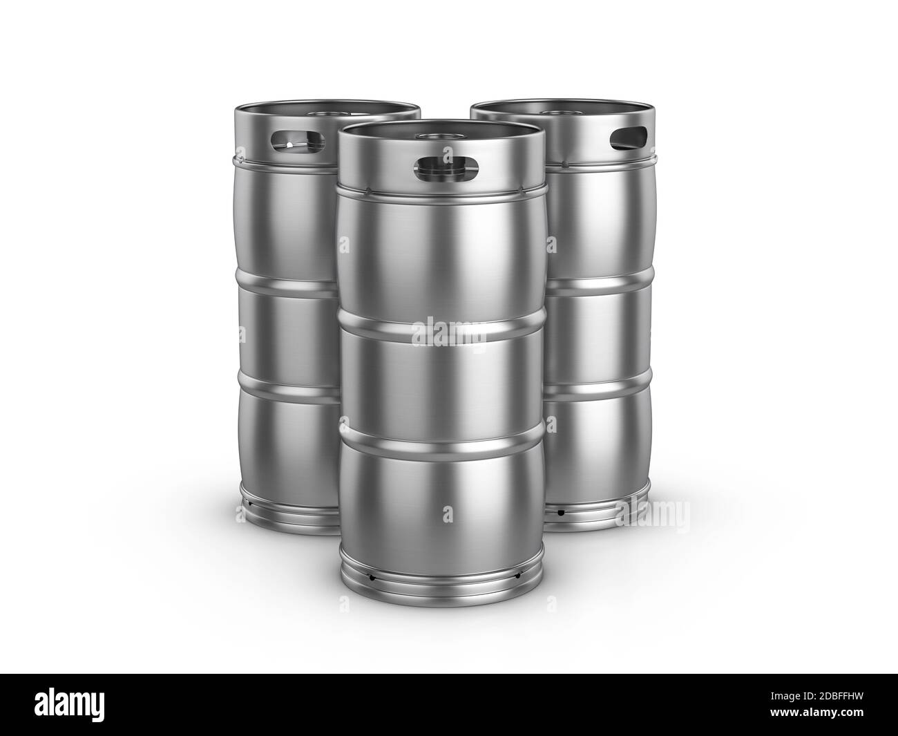 Beer kegs on a white background. 3d illustration Stock Photo - Alamy