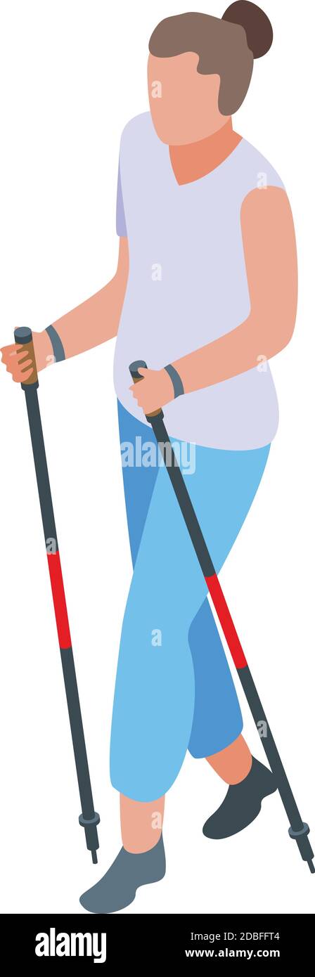 Adventure nordic walking icon. Isometric of adventure nordic walking ...