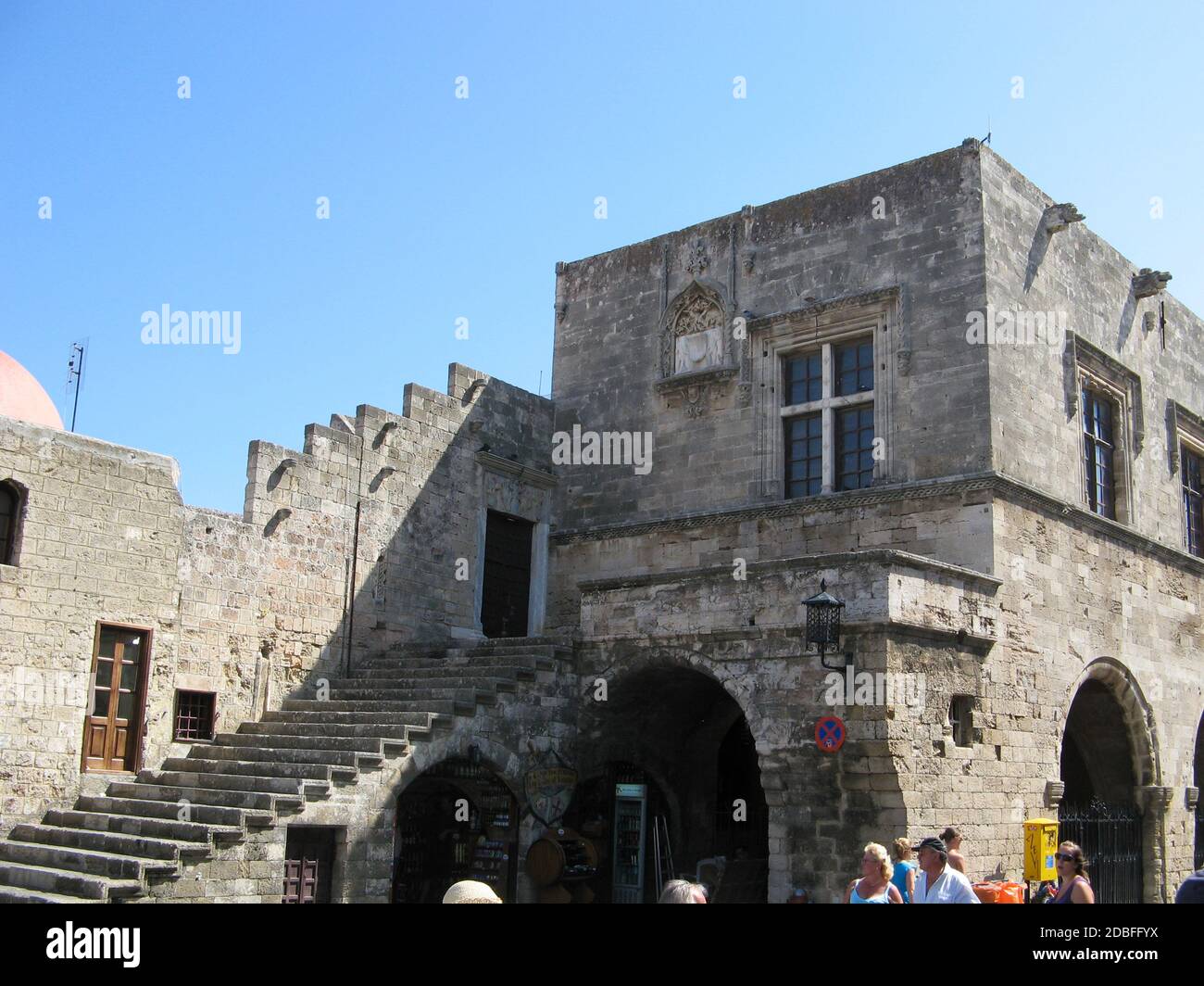 Medieval Building now housing the public library of Rhodes Stock Photo ...