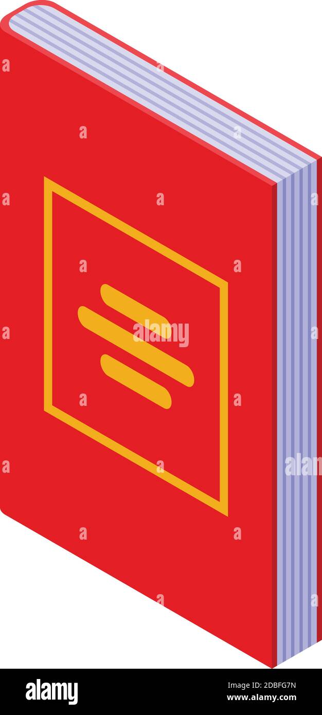 Red literature book icon. Isometric of red literature book vector icon ...