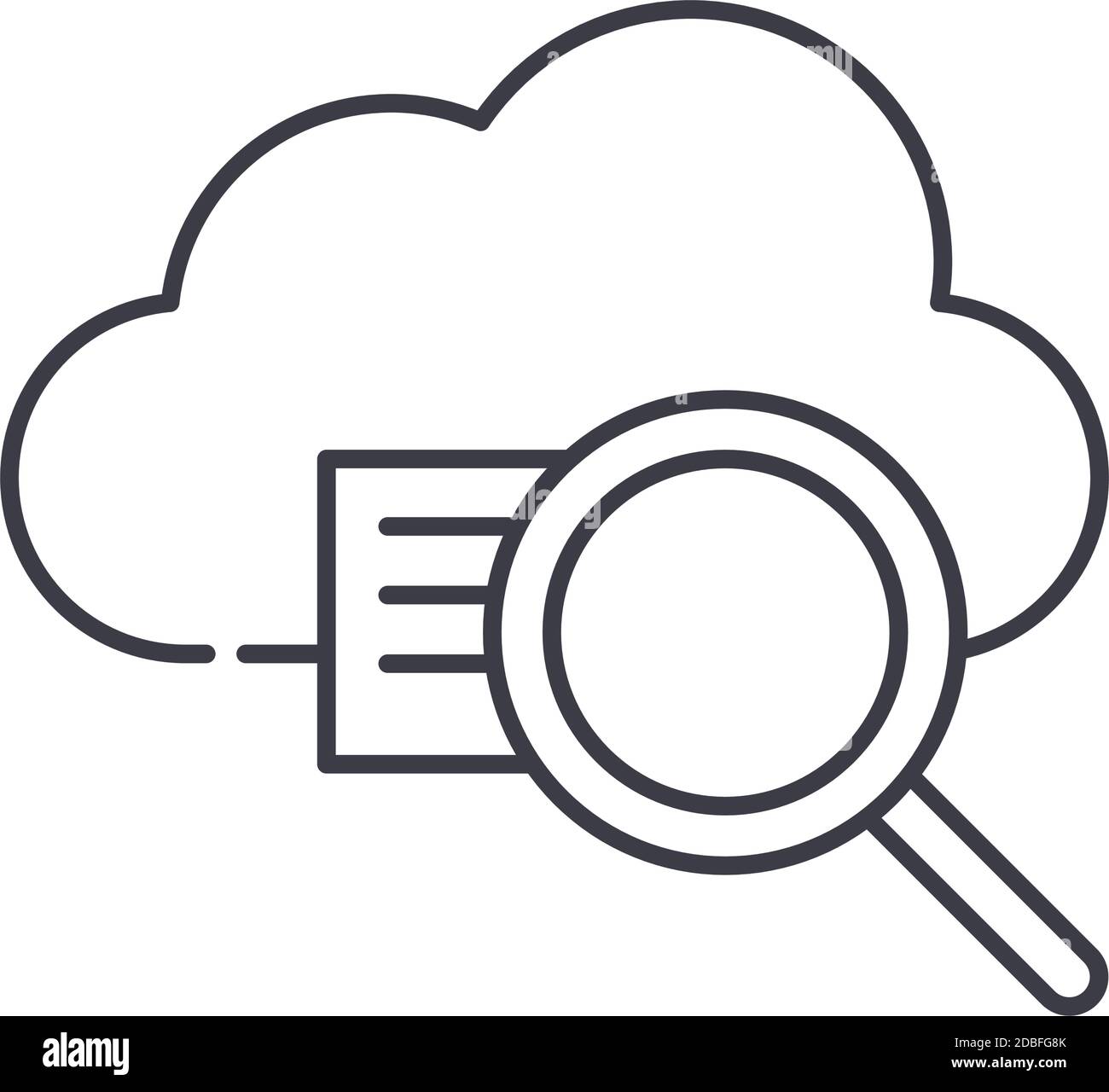Cloud data search icon, linear isolated illustration, thin line vector, web design sign, outline ...