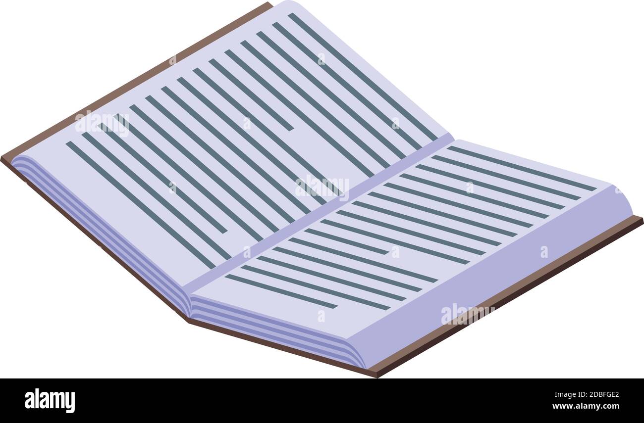 Open literature book icon. Isometric of open literature book vector ...