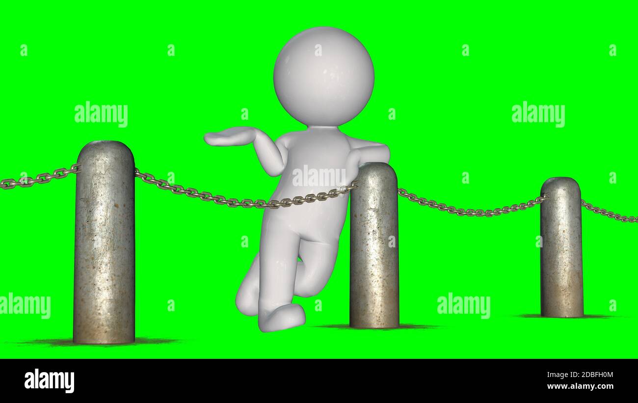 3D people behind chains blockade on green screen Stock Photo - Alamy