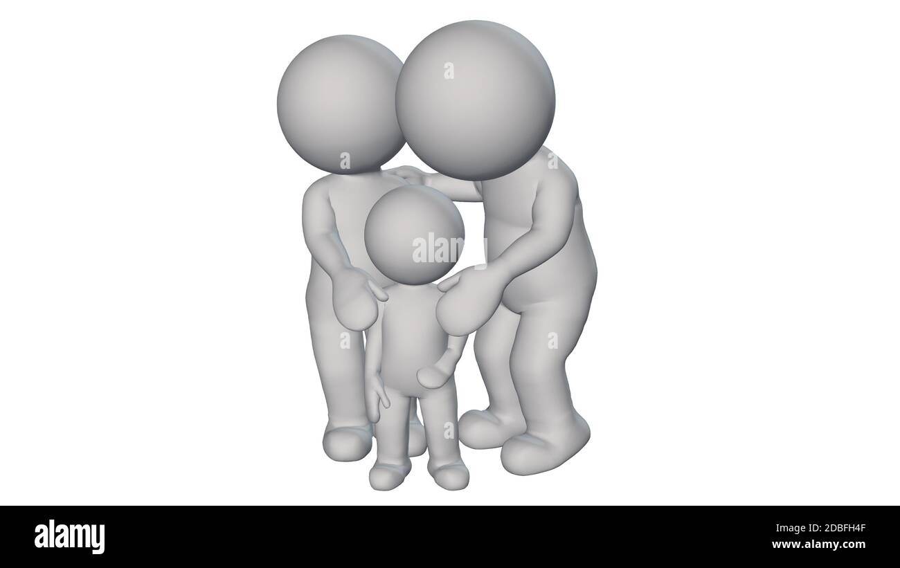 3D people - small family on white background Stock Photo - Alamy