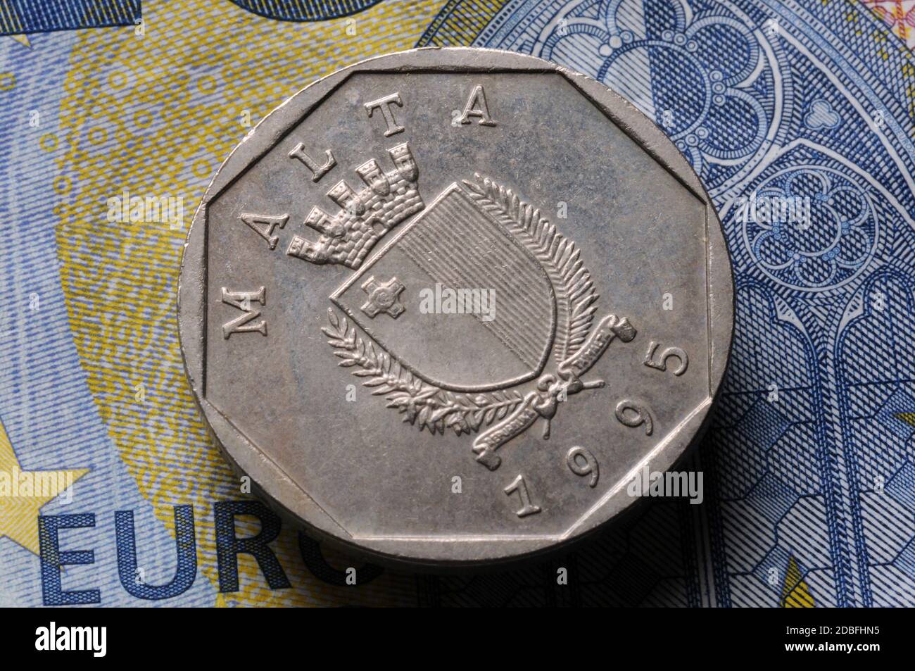 Maltese pound on euro banknote Stock Photo - Alamy