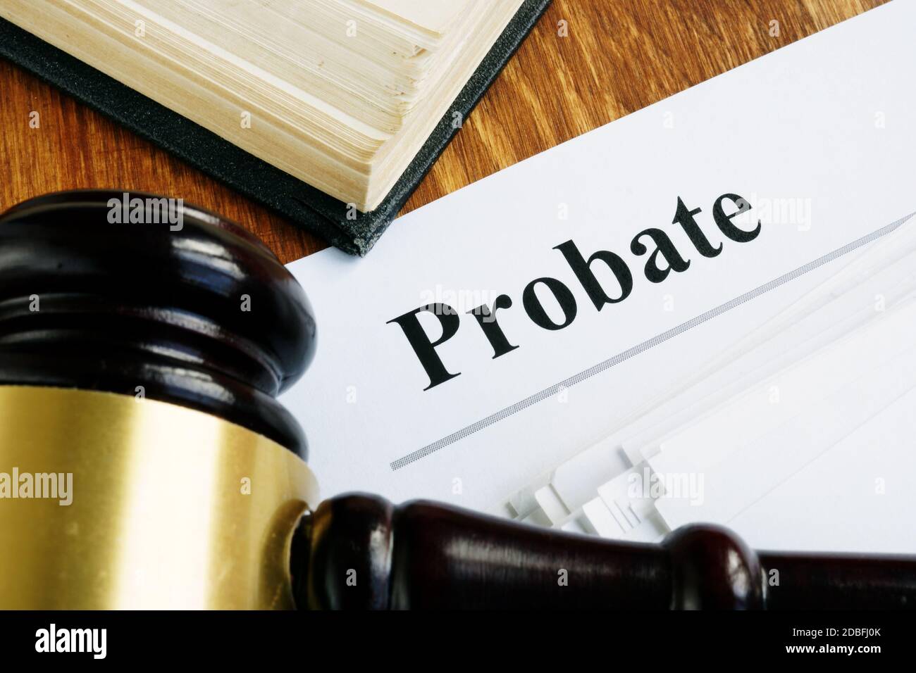 Probate sign, stack of papers and gavel Stock Photo - Alamy