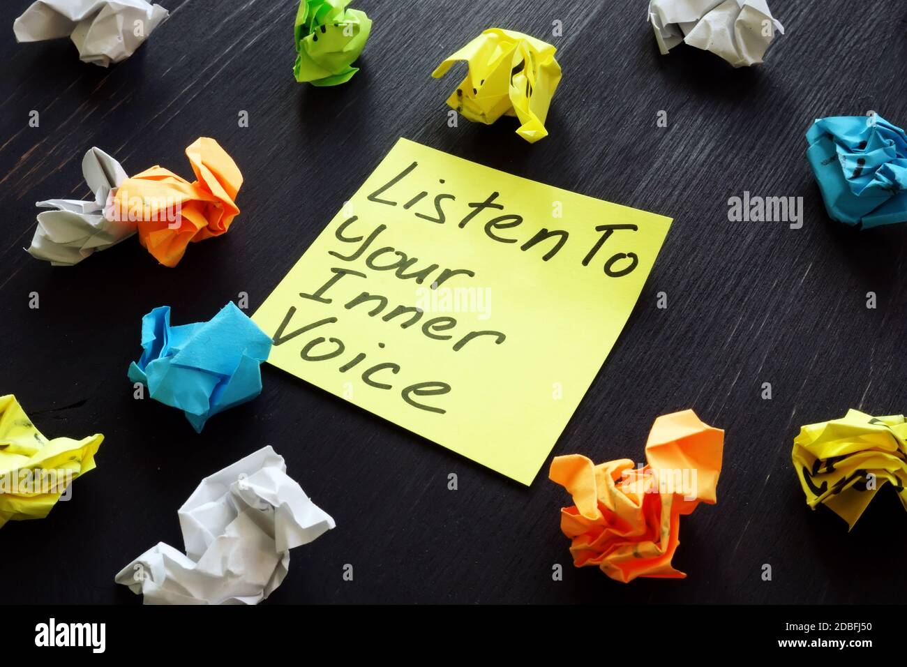 Listen to Your Inner Voice sign and colored paper balls Stock Photo - Alamy