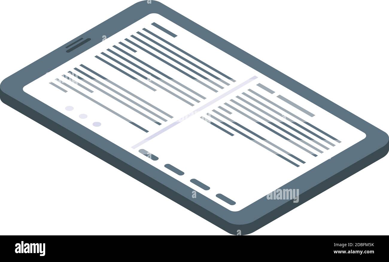 Big screen ebook icon. Isometric of big screen ebook vector icon for ...