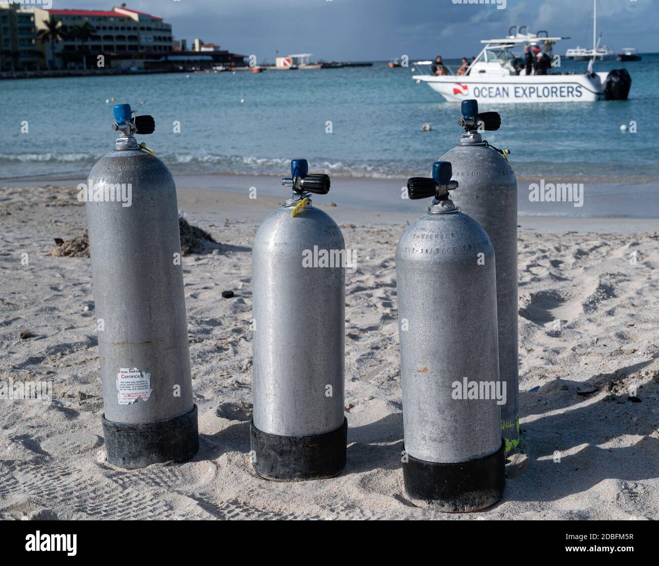 Scuba diving on the Dutch Caribbean island of St Martin Stock Photo - Alamy