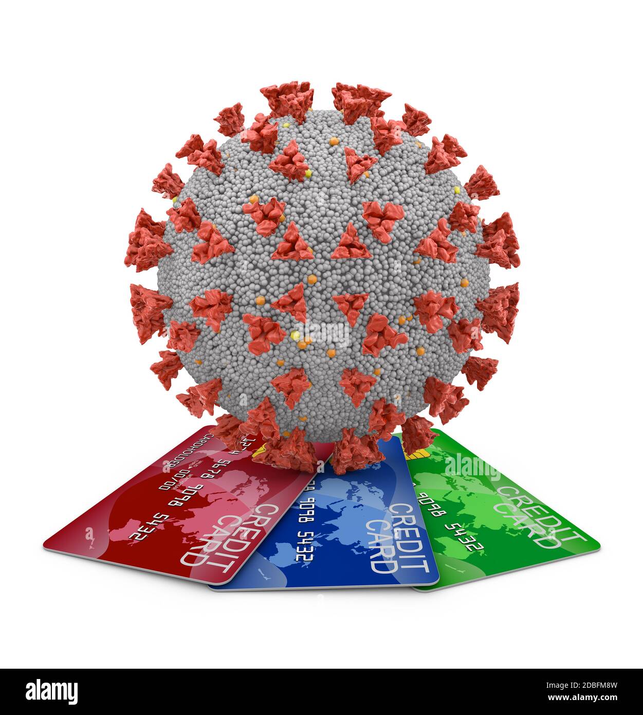 Coronavirus covid-19 and bank credit cards. 3d render Stock Photo - Alamy