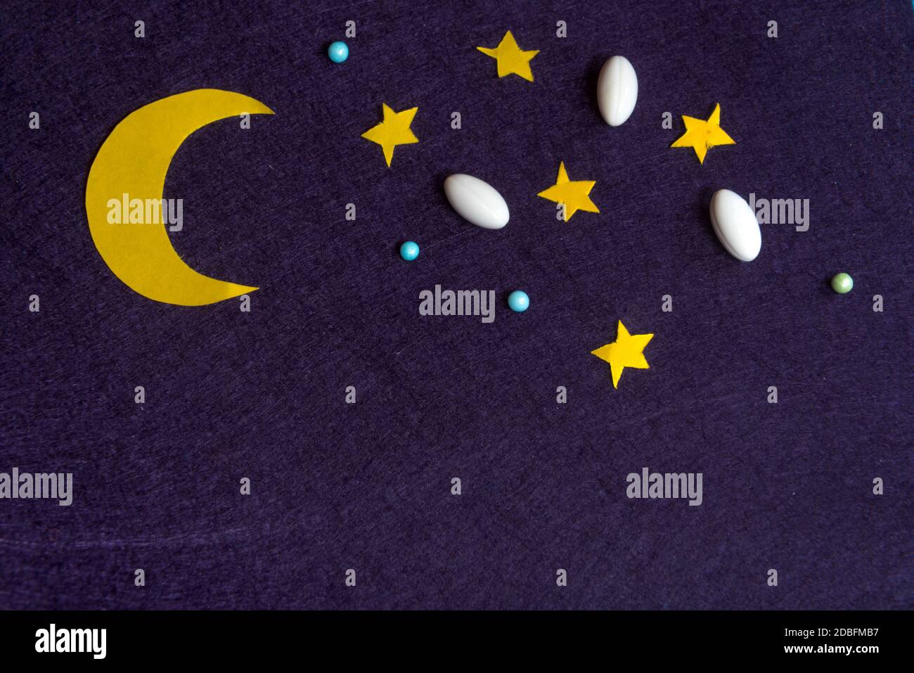 Sky with moon and stars. The concept of sleeping pills Stock Photo - Alamy