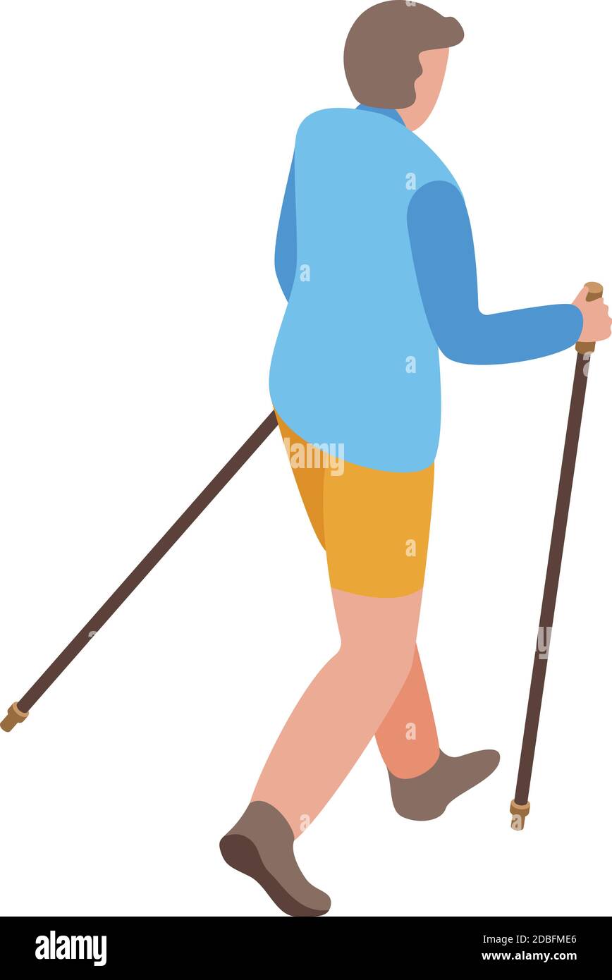 Fitness nordic walking icon. Isometric of fitness nordic walking vector ...