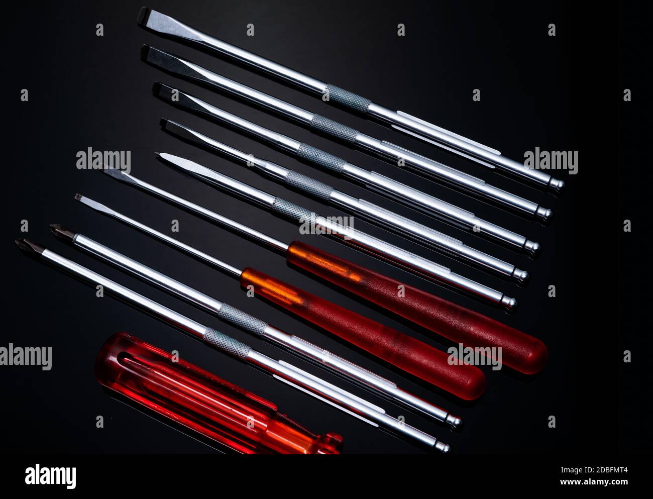 Screwdriver and center punch. Mechanic hand tools. Screwdriver sets ...