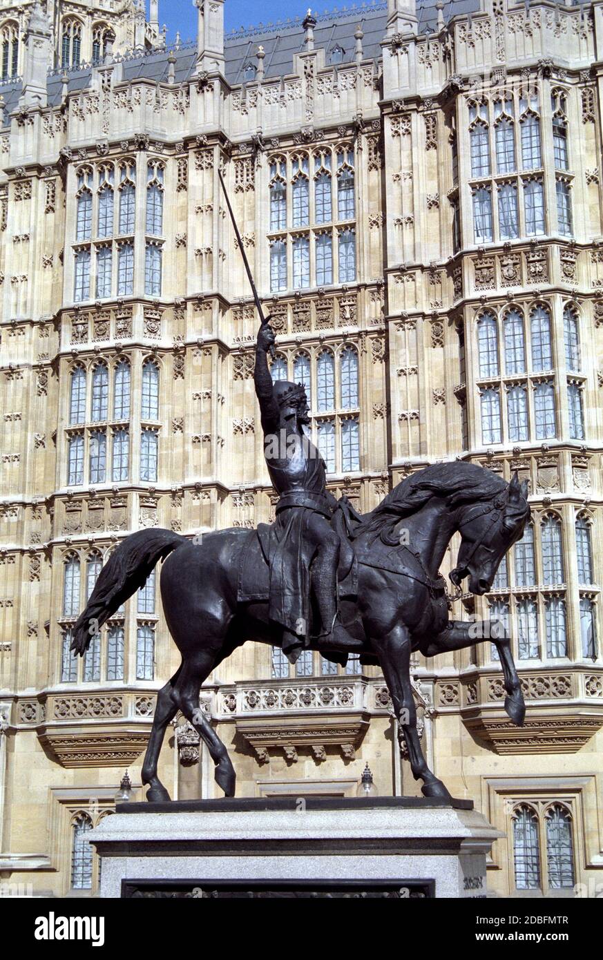 equestrian statue in front of the Palace of Westminster in London Stock ...