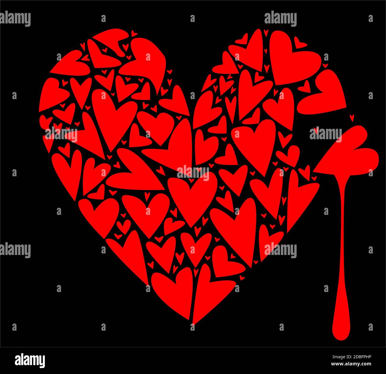 A large heart made up of several smaller hearts against a black ...