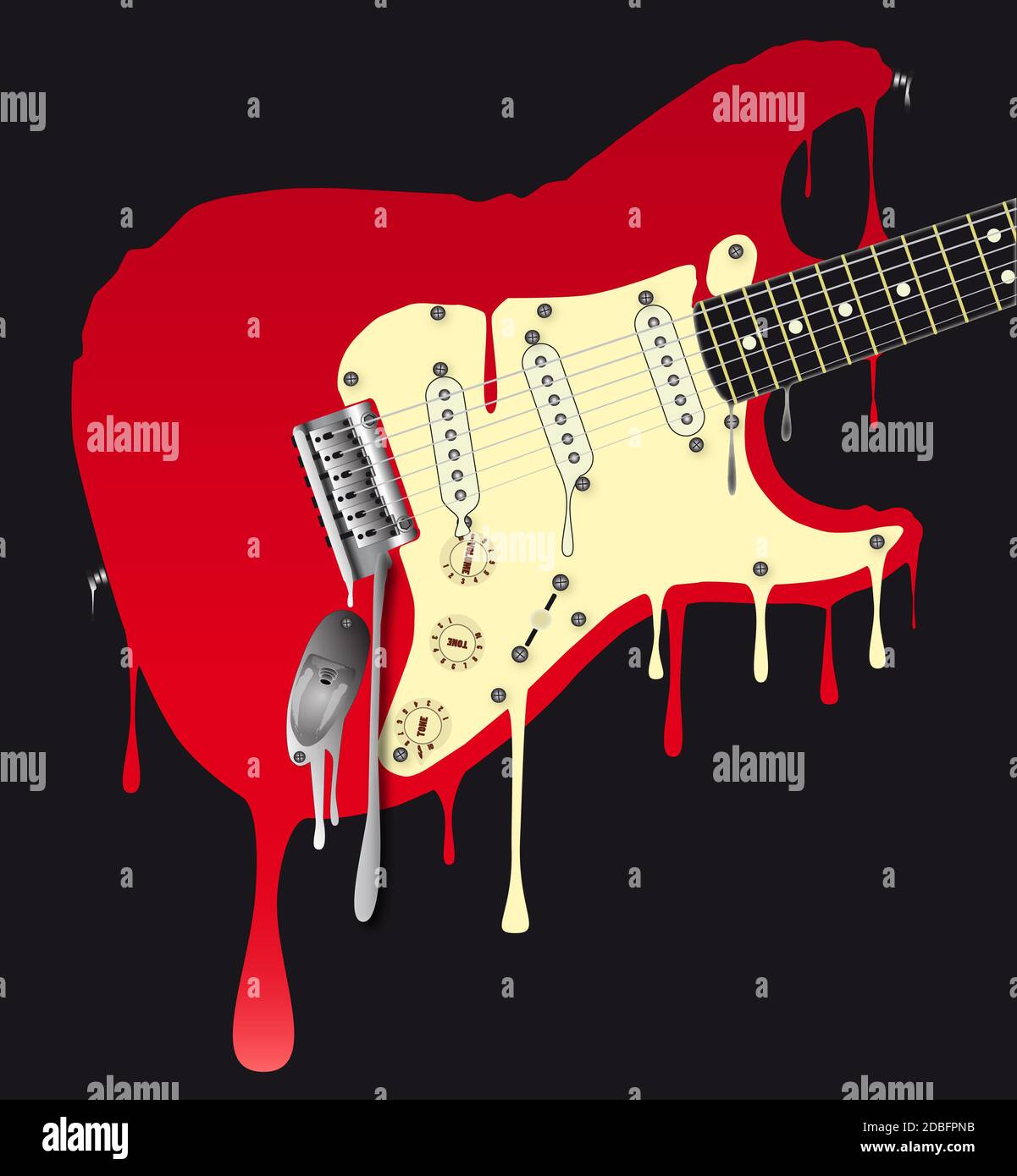 A traditional rock guitar melting down Stock Photo - Alamy