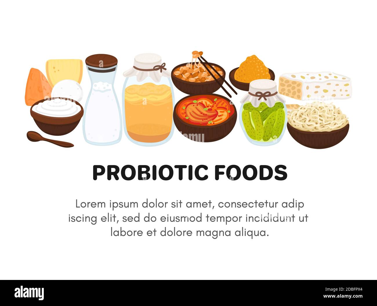 Vector Probiotic Foods Best Sources Of Probiotics Beneficial Bacteria