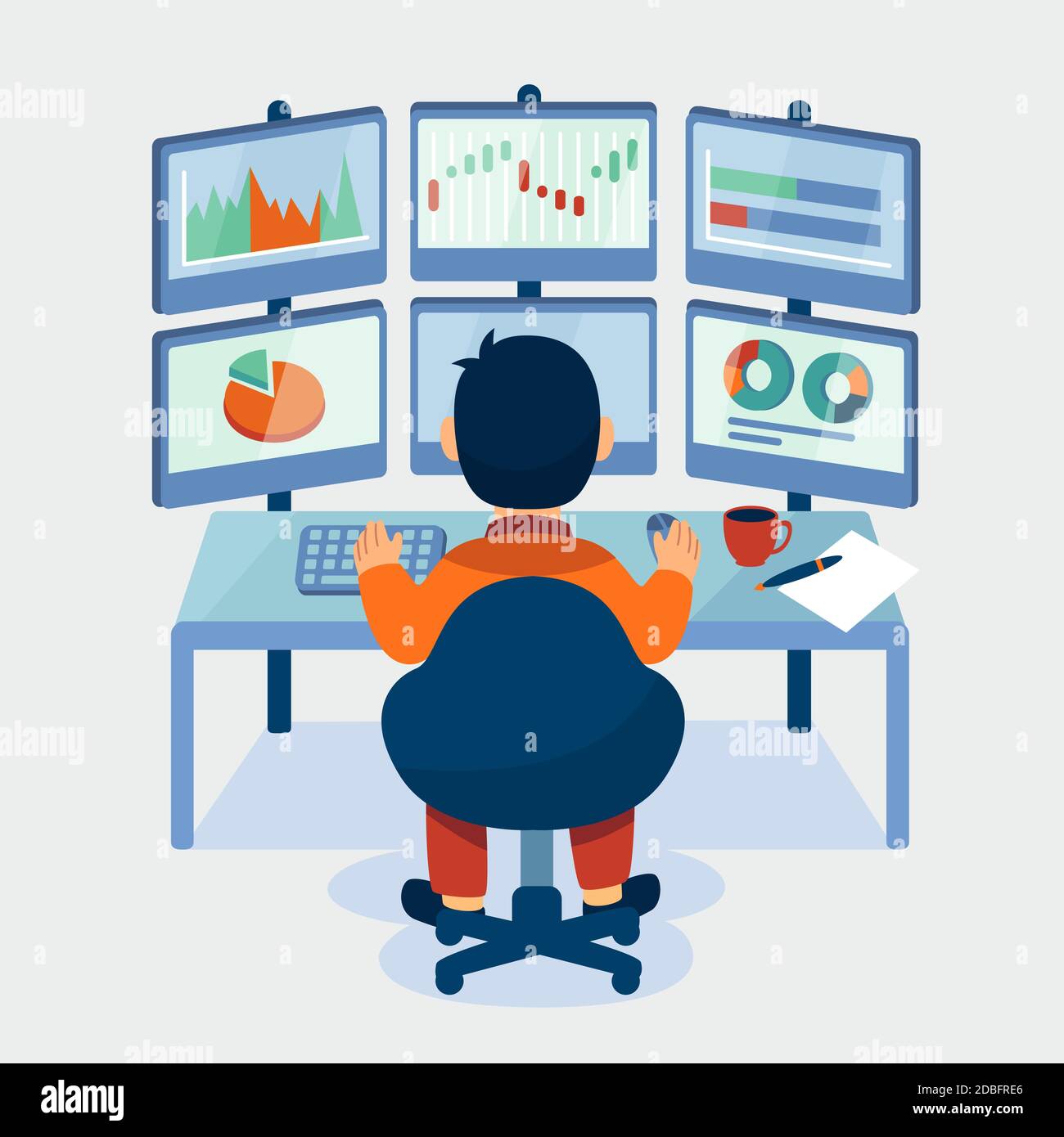 Trader working concept Vector illustration Stock Vector Image & Art - Alamy