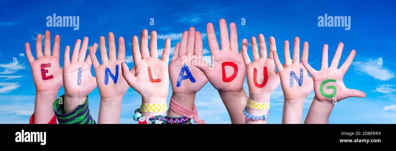 Children Hands Building Colorful German Word Einladung Means Invitation ...