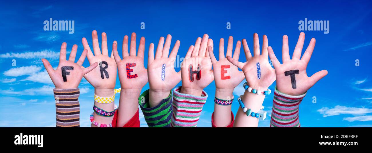 Children Hands Building Colorful German Word Freiheit Means Freedom ...