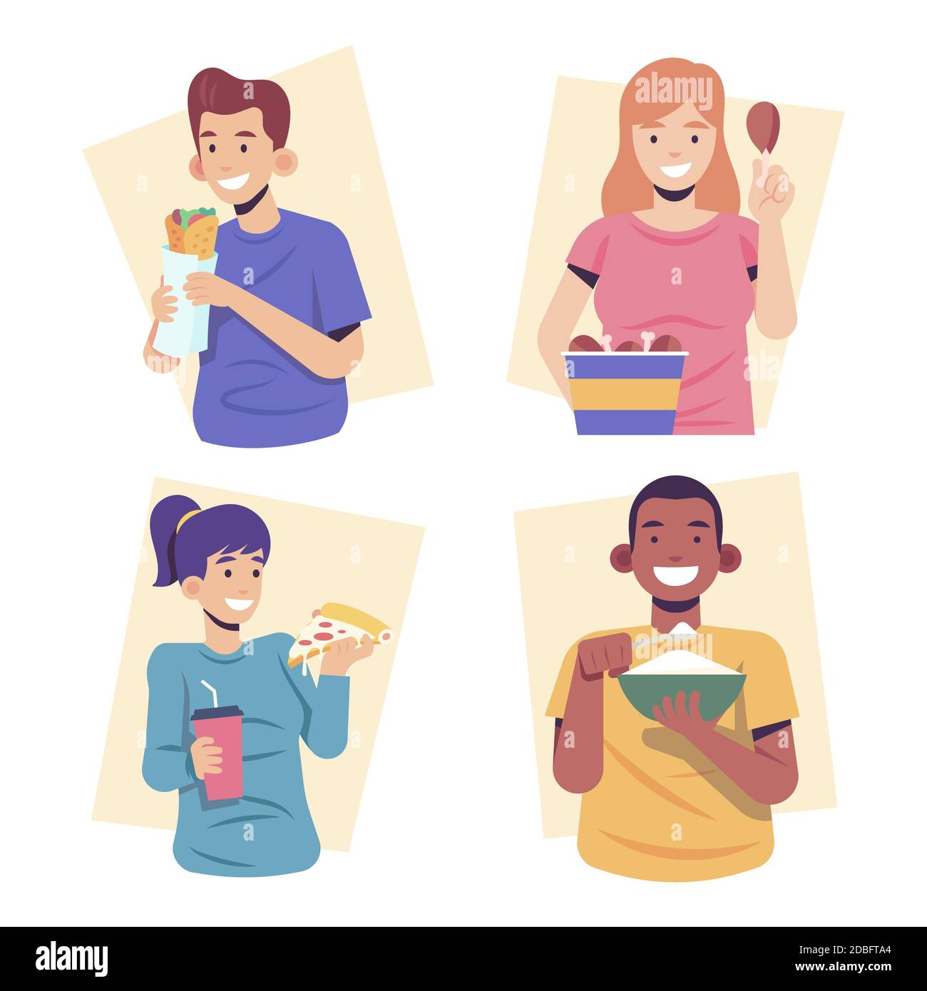 People eating their food and smile Vector illustration Stock Vector ...
