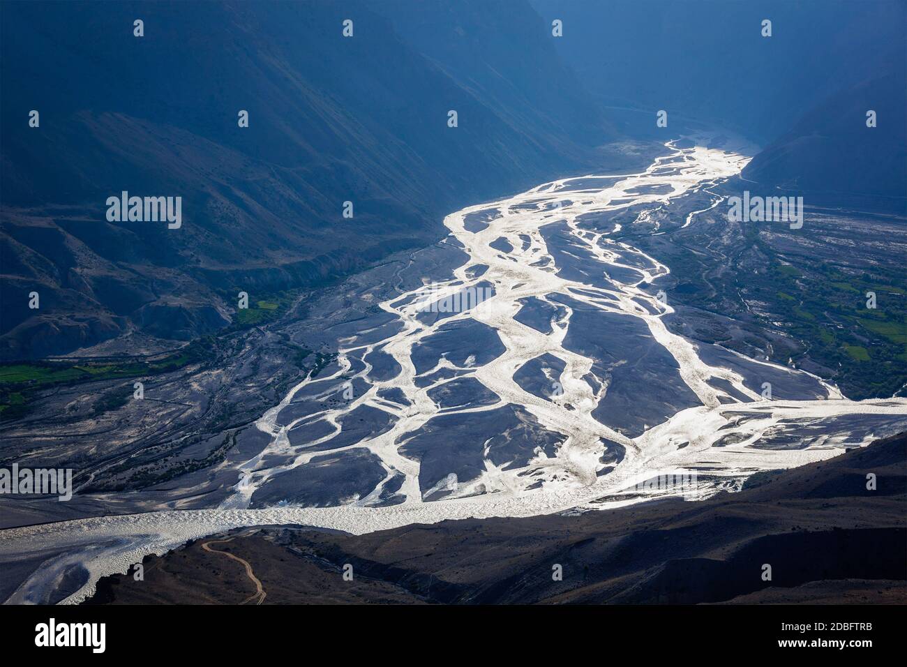Confluence of Pin and Spiti rivers in Himalayas. Spiti valley, Himachal ...