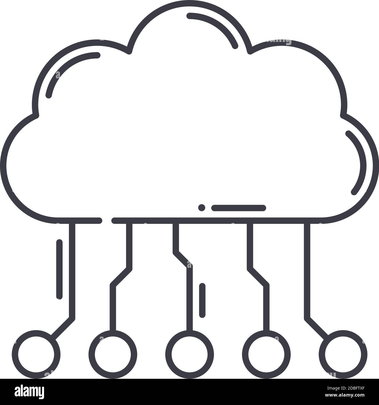 Cloud computing concept icon, linear isolated illustration, thin line ...