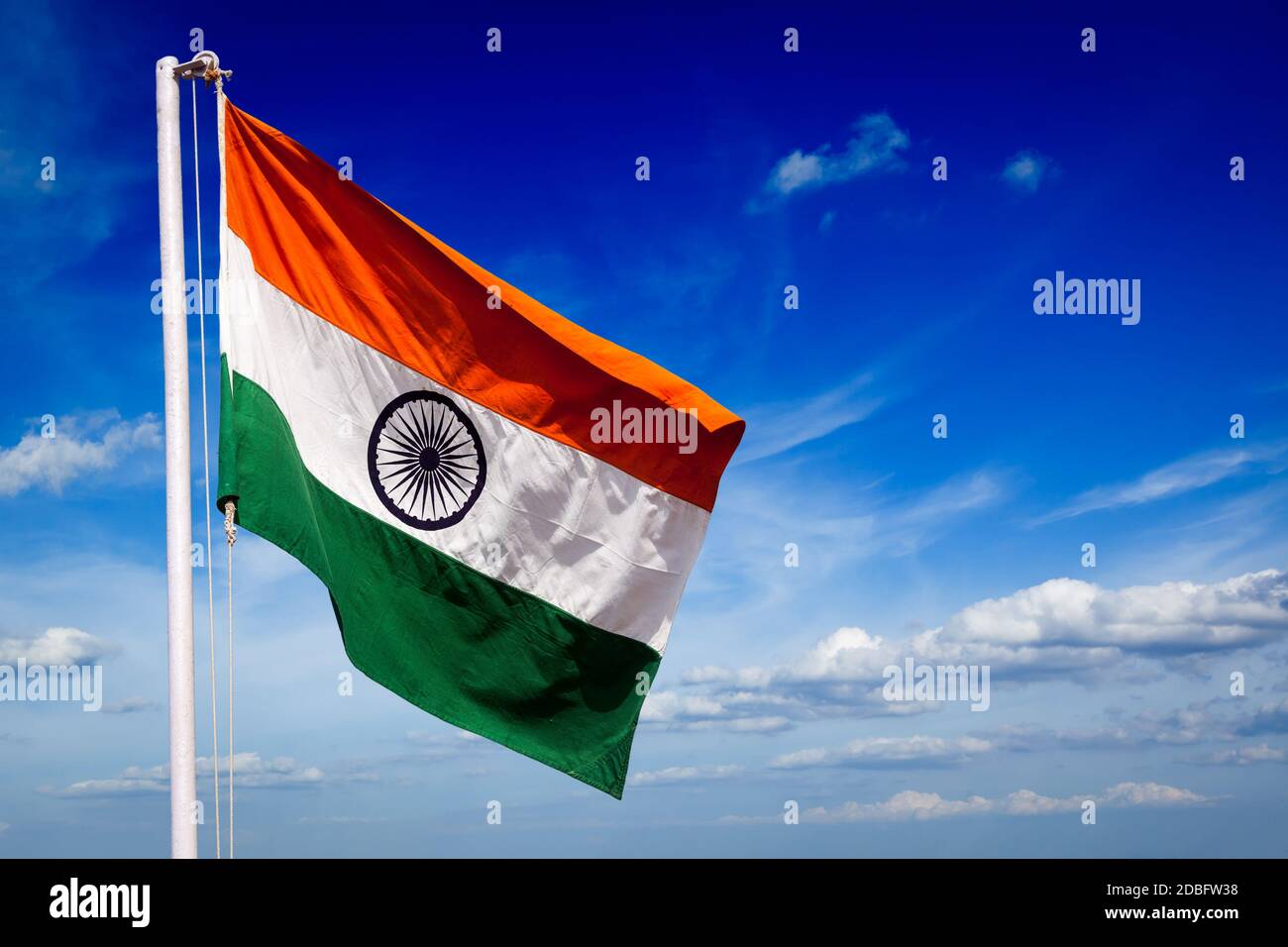 India indian flag in blue sky Stock Photo - Alamy