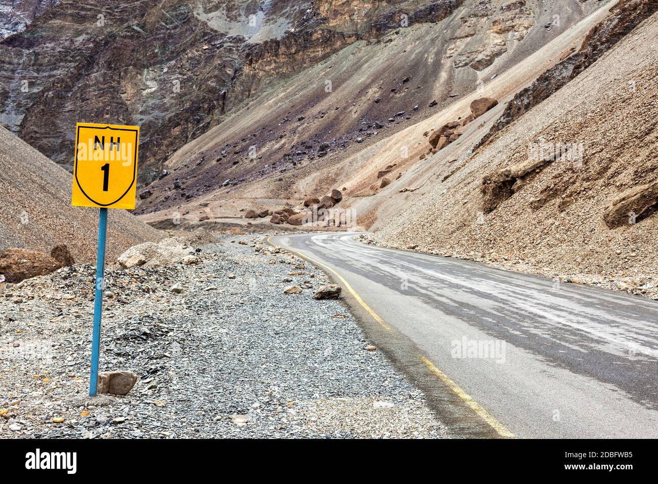 Srinagar Leh national highway NH-1 road in Himalayas. Ladakh, India ...