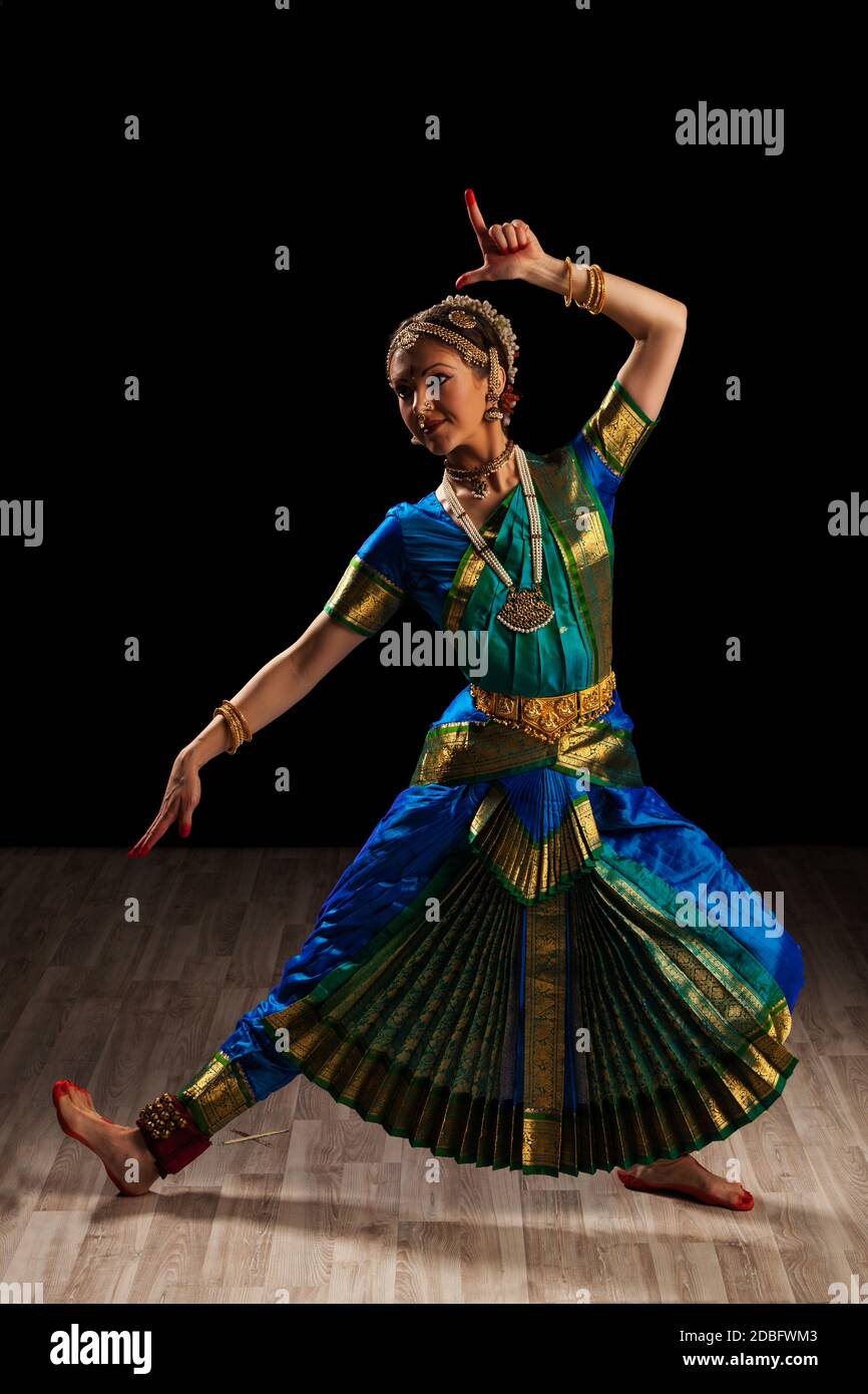 Young beautiful woman dancer exponent of Indian classical dance ...